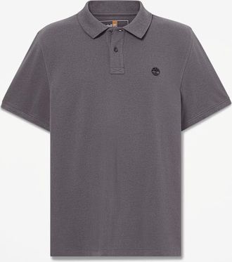 Timberland Kurz&auml;rmeliges Millers River Piqu&eacute;-Polohemd f&uuml;r Herren in Dunkelgrau, Herren, Grau, Gr&ouml;&szlig;e