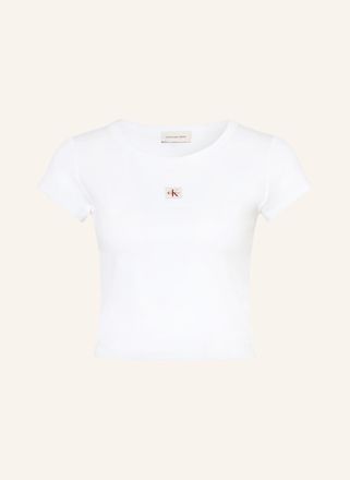 Calvin Klein Jeans Cropped-Shirt weiss