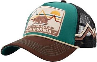 King Kerosin Casquette de camionneur pour homme - Vintage - R&eacute;tro - Ext&eacute;rieur - USA - Loisirs - Montagne - Maille - Cordon brod&eacute; - Patch California