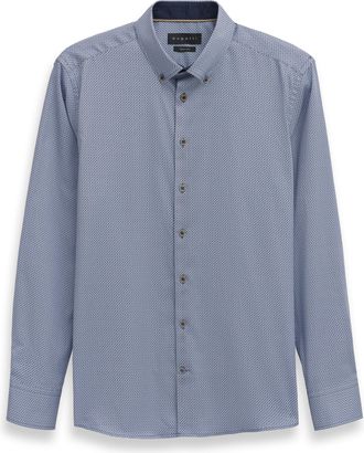 Bugatti Herren Hemd Langarm Button-Down-Kragen Baumwolle
