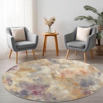 Generic Gris Tapis Ancien Rond Antid&eacute;rapant, Texture &Eacute;l&eacute;gante Et Rustique Motif Doux Tapis Poils Courts pour Salon Couloir Chambre Cuisine Descente de Lit - 1