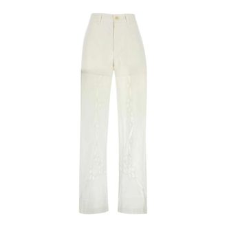 Marine Serre White Cotton Pant - - Trousers - Damen - Wei&szlig; - S