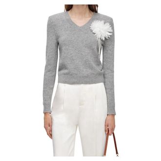 Self Portrait Blumen Wollpullover - - Knitwear - Damen - Grau - S