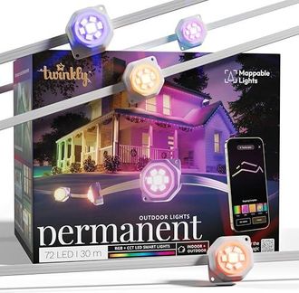 Twinkly Permanente Beleuchtung mit 72 RGB-LEDs, LED-Lichtstreifen für den Außenbereich, Smarte Mehrfarbige LED-Lichter, Kompatibel mit Alexa und Google Home, 