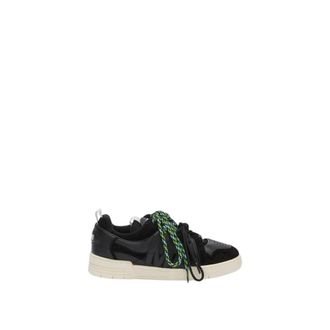 Moschino Homme, Chaussures, Noir, Taille: 43 EU Baskets en cuir de veau et en daim