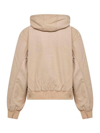 Carhartt Work in Progress Womens Hooded Jacket Og Active Brown Cotton Bomber