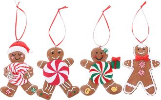 Valiclud 4 St&uuml;ck Rustikaler Weihnachtsbaumschmuck Lebkuchenmann Anh&auml;nger aus Robustem Material mit Aufh&auml;ngeschnur f&uuml;r Weihnachtsdeko und Festtagsgestaltung