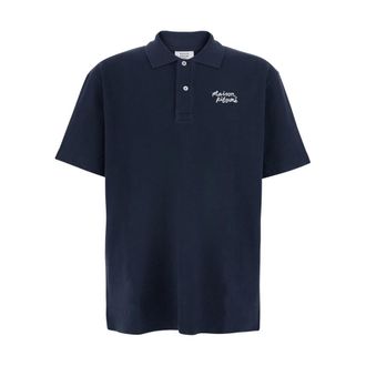 Maison Kitsun&eacute; Handwriting Comfort Polo - - Tops - Herren - Blau - L