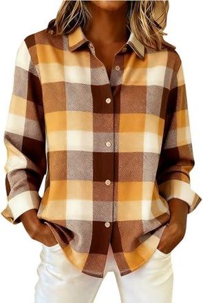 Generic 2026 Chemisier Femme Chic &Eacute;l&eacute;gant Lin Tee Shirt Casual Manches Longues Blouse Col en V Boutonn&eacute;e Haut Couleur Unie Chemise Surdimensionn&eacute;e Pas Cher To