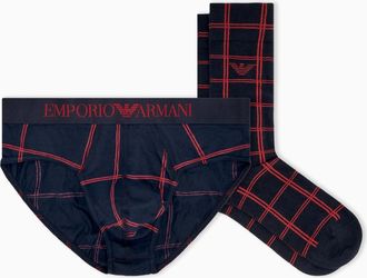 Emporio Armani Herren Brief + Socks Gift Set Slip, blau, M