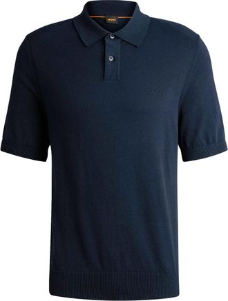 HUGO BOSS Leichtes Strick-Poloshirt aus einem Baumwollgemisch in