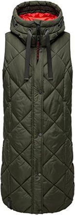 Navahoo Veste longue matelassée pour femme B943, Vert olive foncé, M