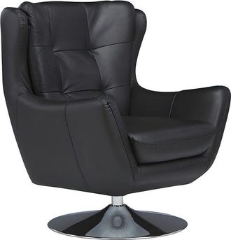 Vente-Unique Vente-unique - Fauteuil pivotant en cuir anaba - Noir
