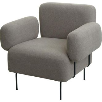 Hhg Lounge-Sessel 741, Cocktailsessel Polstersessel Sessel, Stoff/Textil Metall grau