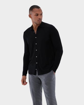 van Laack Strick Hemd aus ultrafeiner Merinowolle