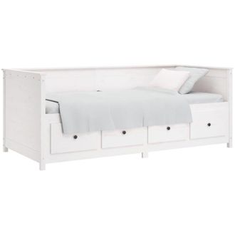 vidaXL Vidaxl - Lit de jour en bois de pin massif blanc 75x190 cm - Lit avec tiroirs - Design multifonctionnel pour espace de rangement optimis&eacute;
