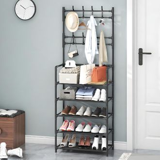 Generic Für die Aufbewahrung von Kleidungsstücken, Hut und Schuhen bietet der Boden stehende Lagerregal eine große Kapazität, geeignet für Wohnzimmer, Eingäng