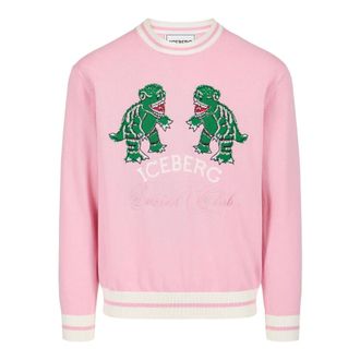 Iceberg Homme, Pulls, Rose, Taille: XL Pull ras du cou avec motif dragon incrust&eacute;