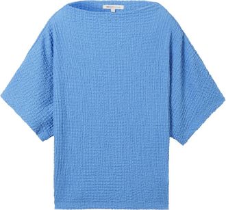 Tom Tailor Tom Tailor Denim Damen Basic T-Shirt mit Struktur, 18712 - Sicilian Blue, XS