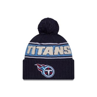 New Era Tennessee Titans NFL 2024 Sideline Sport Knit Blau Bommelm&uuml;tze - One-Size