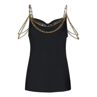 Paco Rabanne Schwarzes &auml;rmelloses Satin-Top - - Tops - Damen - Schwarzk - XS