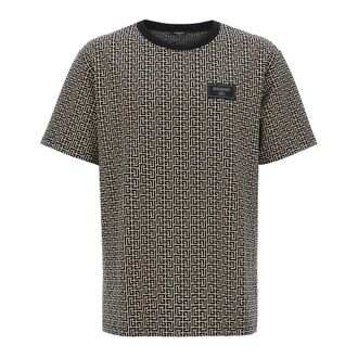 Balmain Monogram Couture T-Shirt mit Rundhalsausschnitt aus Baumwolljersey - - Tops - Herren - Mehrfarbig - L