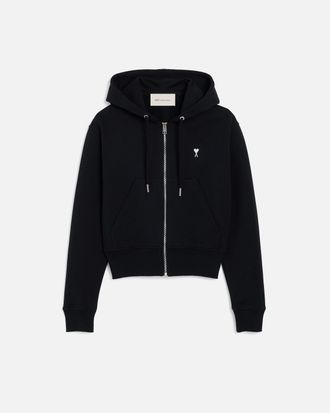 Ami Ami Paris - Hoodie noir zipp&eacute; en coton Ami de Coeur Noir - Taille : XXS - pour Femme
