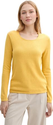 Tom Tailor Damen Basic Strickpullover aus Baumwolle, 24567 - California Sand Melange, XL
