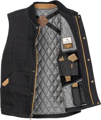 Legendary Whitetails Herren Concealed Carry Oberbekleidung, Segeltuch, Cross Trail Conceal CCW Holster, Outdoor, Jagd, Isolierte Freizeitweste Weste, Onyx, XL Tall