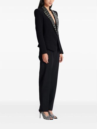 Balmain Embroidered Peak-Lapel Blazer - Black