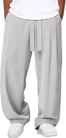 Generic Pantalon cargo dext&eacute;rieur pour homme avec poches utilitaires, cordon de serrage durable &agrave; la taille pour la randonn&eacute;e, le camping, Cendr&eacute; clair, XXL