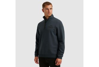 PME Legend Sweater mit Logo-Stickerei und Troyer-Kragen mit Rei&szlig;verschluss