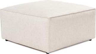 Atelier Del Sofa Elegant Light Brown Pouffe, 43 cm Height, 100% Linen Fabric, 100% Hornbeam Frame, 32 DNS Foam for Comfort, Stylish Plastic Legs | Perfect for Modern D