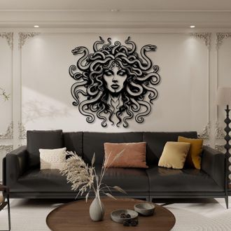 Generic Moderne minimalistische Metall-Wandkunst Medusa, Medusa-Wanddeko, Schlangen-Wanddeko, Griechische Mythologie f&uuml;r Wohnzimmer, Schlafzimmer, Spielzimmer