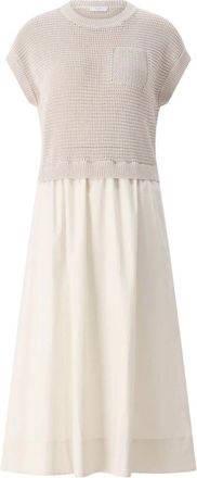 PESERICO Femme, Robes, Beige, Taille: 36 FR Robe midi bi-mati&egrave;re