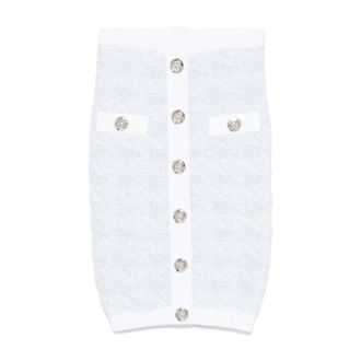 Balmain Knielanger Rock aus Tweed mit Kn&ouml;pfen - - Skirts - Damen - Blau - M
