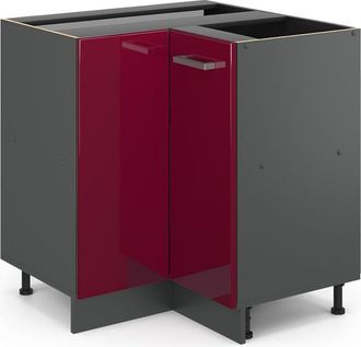 Vicco Eckunterschrank R-Line, Rot Hochglanz, 75.6 cm ohne Arbeitsplatte