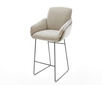 DELIFE Barstuhl Luan-Flex Webstoff Soft Beige Kufengestell Metall Schwarz, Barst&uuml;hle