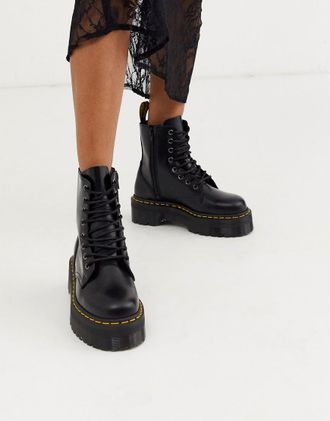 Dr. Martens Dr. Martens - Jadon - Stiefel aus glattem Leder mit Plateausohle und 8 &Ouml;sen-Schwarz