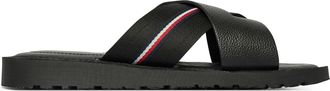 Tommy Hilfiger Pantoletten Tommy Hilfiger Core Hilfiger Lth Criss C Sandal FM0FM05783 Schwarz