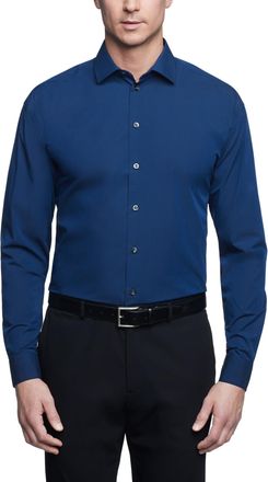 Kenneth Cole Herren Regular Fit Solid Klassisches Hemd, Mittelblau, 43 cm-44 cm Hals 81 cm-84 cm Ärmel