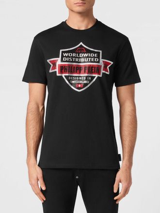 Philipp Plein T-shirt en coton avec logo brod&eacute; et strass