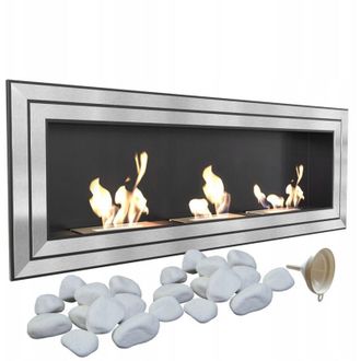 Kratki Wandkamin Bioethanol JULIET 1800 T&Uuml;V Deko Steine Set