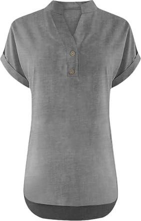 Generic Tee Shirt Femme Coton Occasionnelles Chic T-Shirt Hauts Manches Courte Ete L&acirc;che Basic Tshirt Sport Imprim&eacute; Col V Tops Blouse Manche Courtes D&eacute;contrac