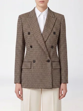 Max Mara Blazer crois&eacute; &agrave; motif pied-de-poule en viscose m&eacute;lang&eacute;e et coupe slim