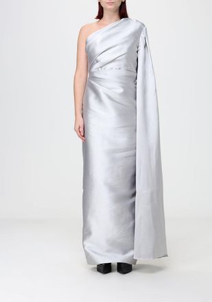 Solace London Robe de soir&eacute;e longue asym&eacute;trique en satin avec taille drap&eacute;e