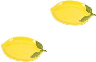 Pretyzoom 2st Zitronengeschirr Zitronenf&ouml;rmiger Teller Zitronenteller Serviertablett F&uuml;r Speisen Zitronenschale Gelbe Platte Dessertteller Zuckersch&uuml;ssel Steakp