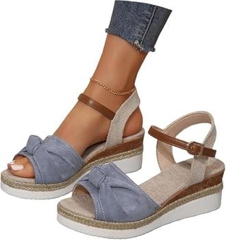 Generic Sandales compens&eacute;es pour femme Uk2026, soutien de la vo&ucirc;te plantaire, bout ouvert, sangle de cheville, sandales &agrave; enfiler, d&eacute;coration en m&eacute;tal, chauss