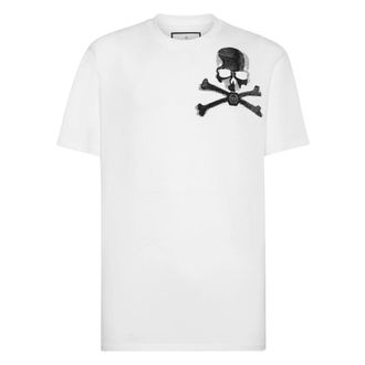 Philipp Plein T-shirt Rundhals SS Skull & Bones - - Tops - Herren - Wei&szlig; - 5XL