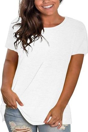 Generic Tops Femme Ete Ample Soldes Tunique en Coton Soldes Tops Blanc Femme Chic Et Elegant T Shirts De Noel Vetement Vintage Chemisier Imprimé Tuniques Long